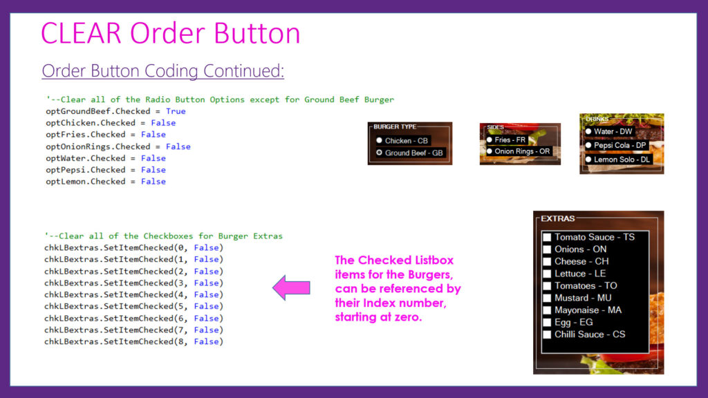 VB Bobs Burgers Ordering System – Part 1 – Passy World of ICT