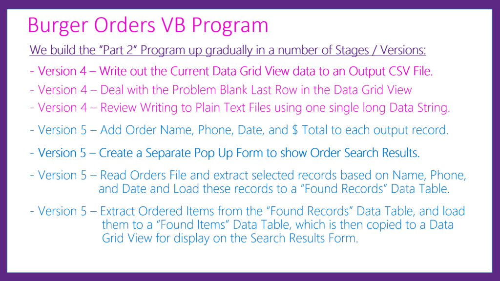 VB Bobs Burgers Ordering System – Part 2 – Passy World of ICT